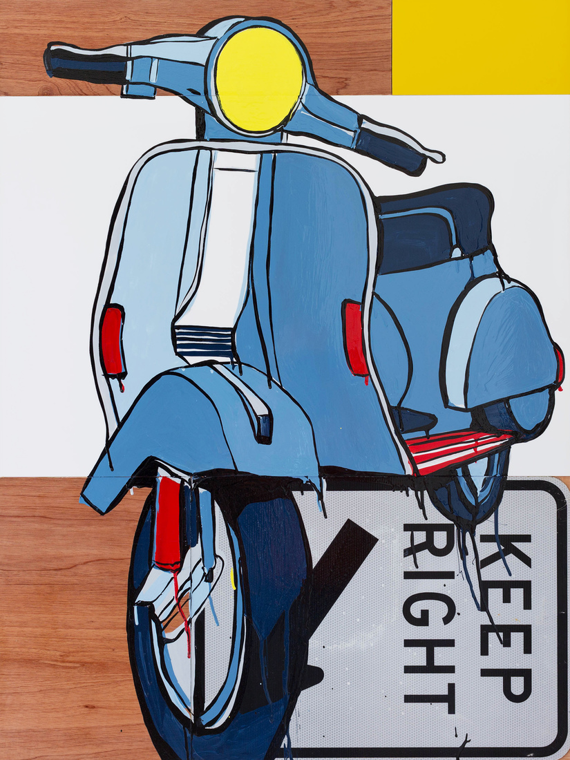 BLUE PIAGGIO (Keep Right) in stock at Art Nomad